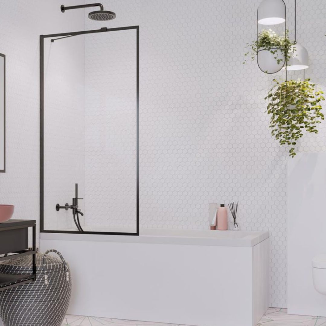 Radaway Idea Pnj Ii Bath Screen Black Frame Bathroom Store Ireland