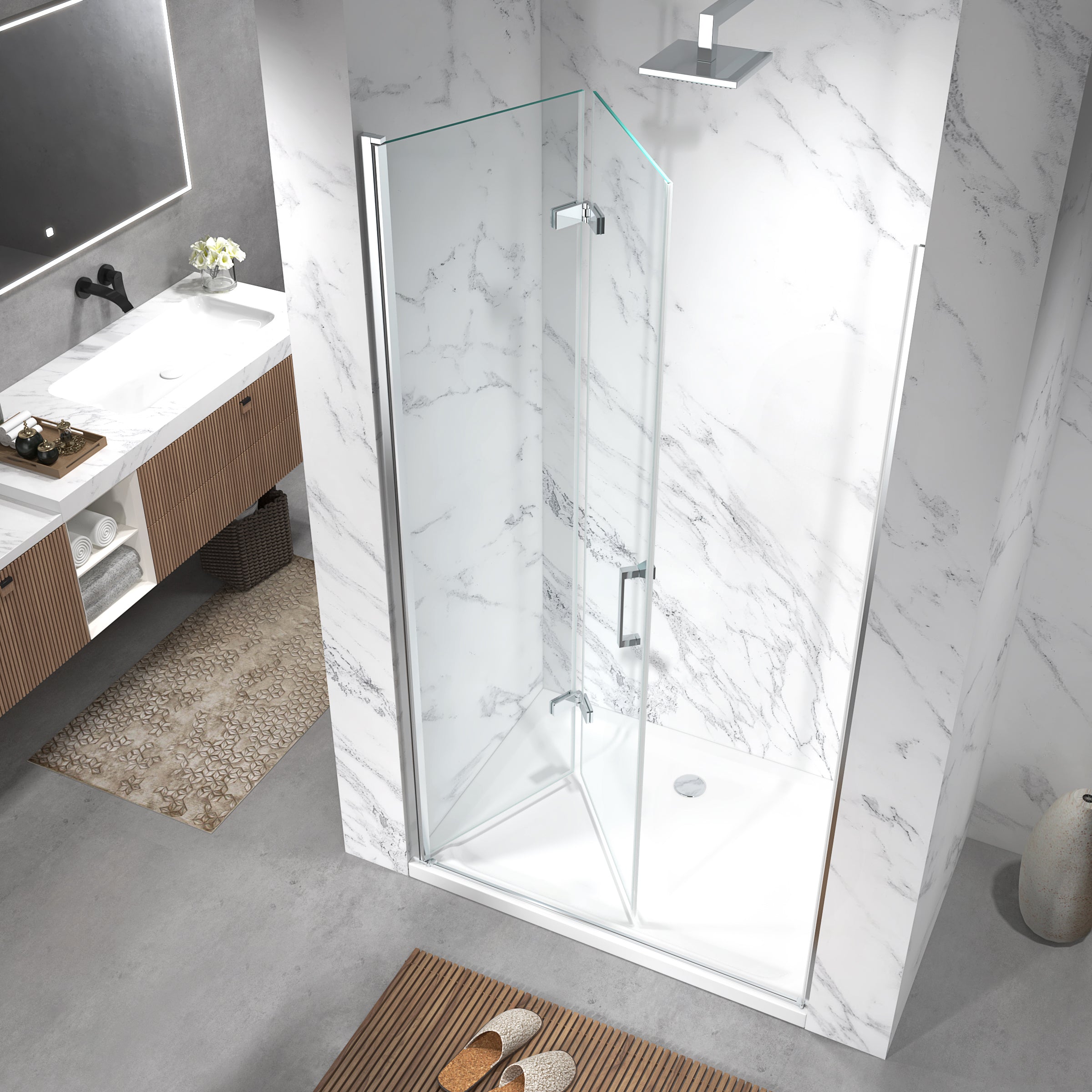 Chrome Bi-Fold Shower Door | Aero – Bathroom Store Ireland