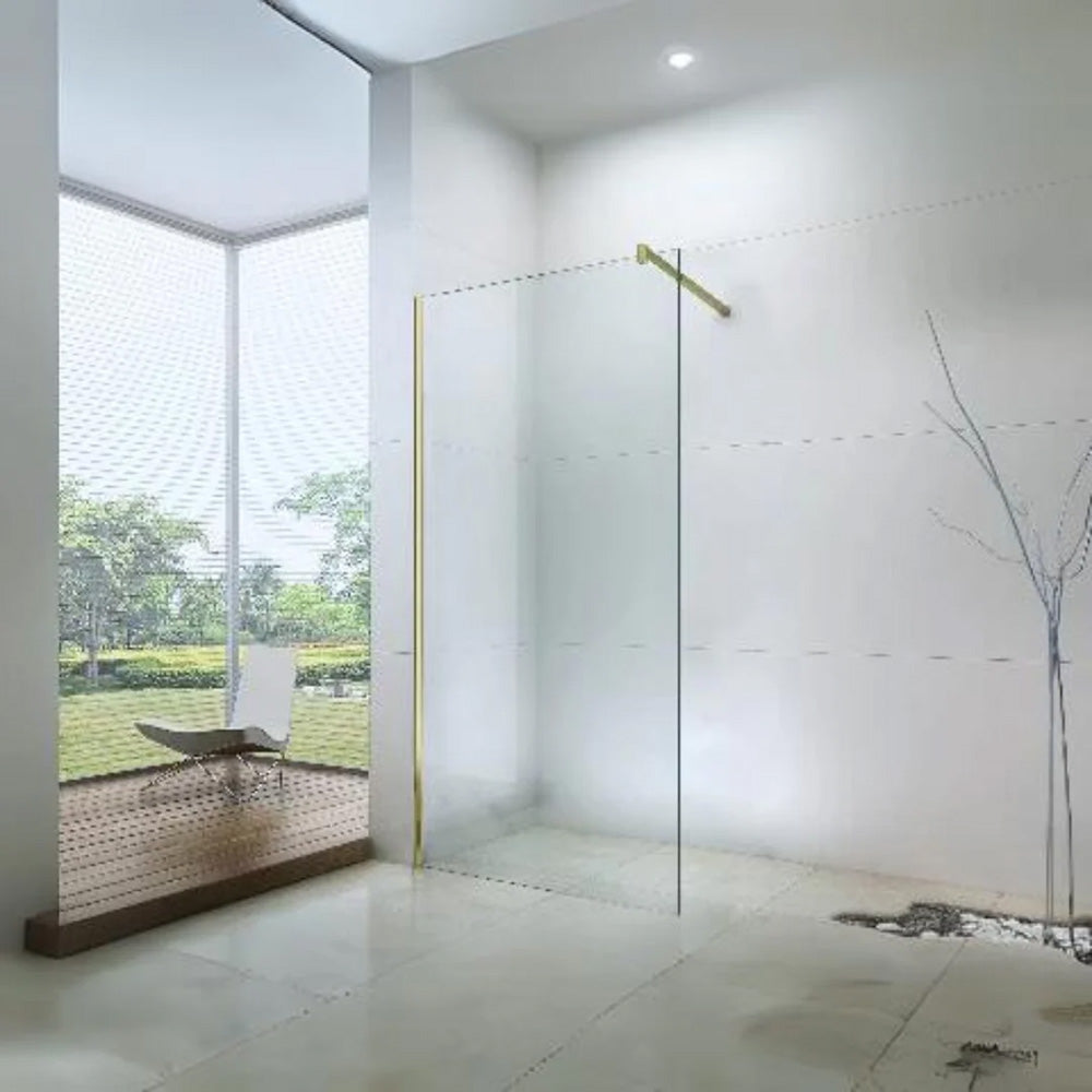 Brushed Gold Walk-In Screen Clear Glass – Bathroom Store Ireland