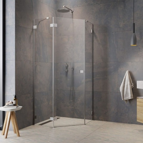 Essenza Pro Brushed Nickel PTJ Pentagon Shower Enclosure – Bathroom ...