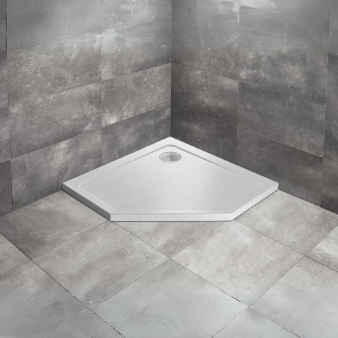 Doros PT White Pentagon Shower Tray | Bathroom Store Ireland