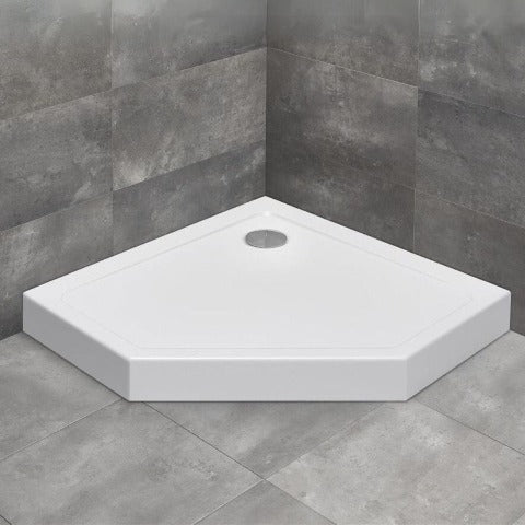 Smooth Doros PT Compact White Pentagon Shower Tray | Modern Design