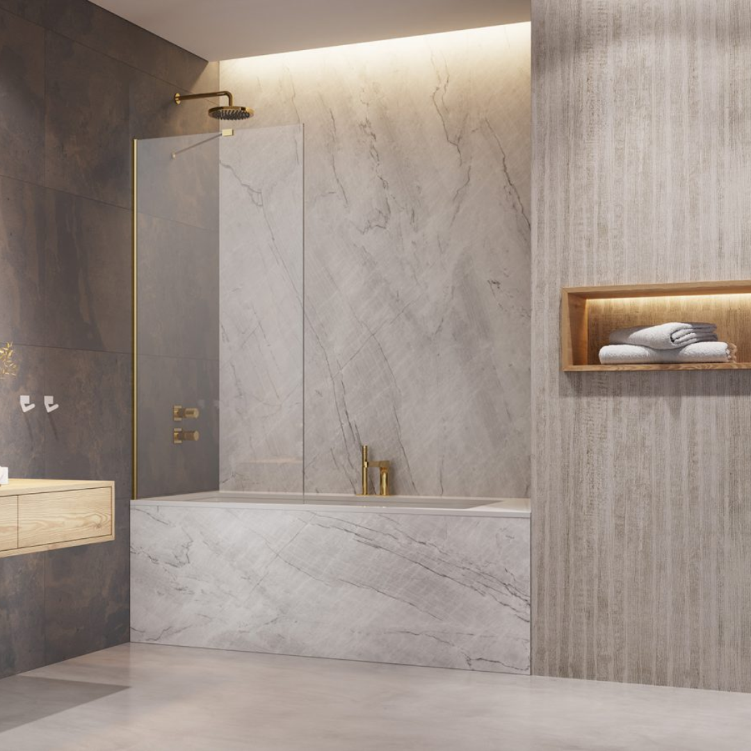 Radaway 8mm Modo Pnj Ii Bath Screen Gold Bathroom Store Ireland