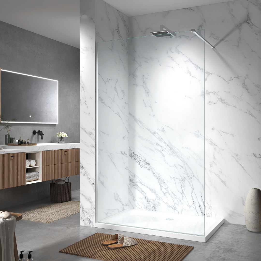 Clear Glass Shower | Walk-In Shower Glass Panel – Bathroom Store Ireland